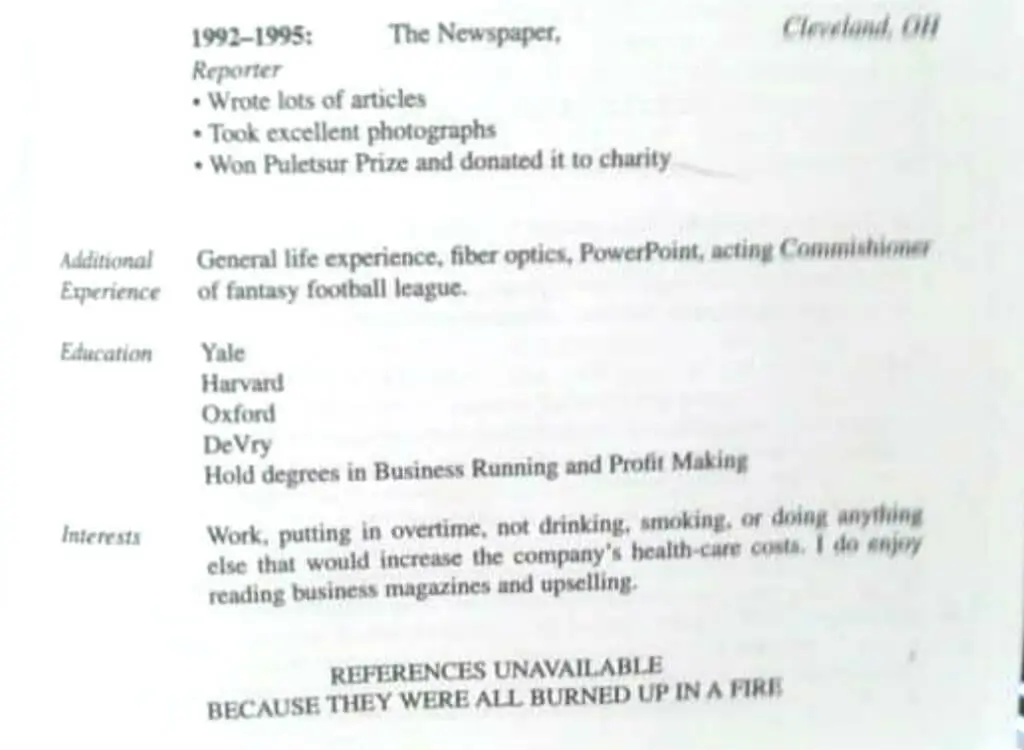 Bad Resume Examples 10 Worst Resumes Ever Written