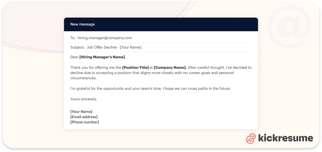 How to Turn Down a Job Offer But Keep The Door Open (5 Emails)